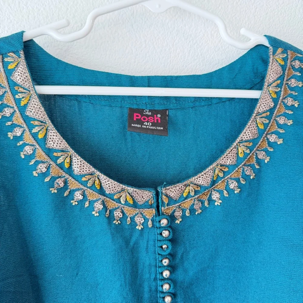 Salwar Kameez | Dresses | Teal Embroidered Sha Posh Dress Girls Size 4 ...